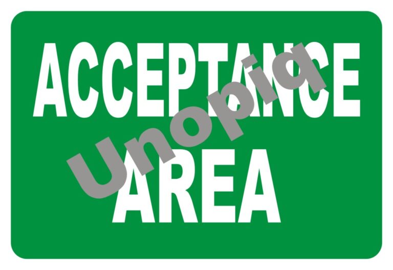 Acceptance Area sticker signage - Unopiq Products